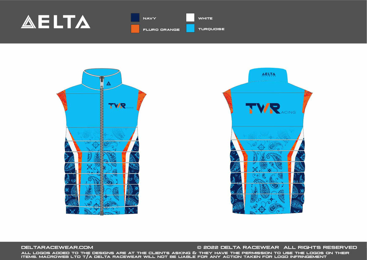 TW Racing Junior Team Kid's Sublimated Bodywarmer – Delta Racewear