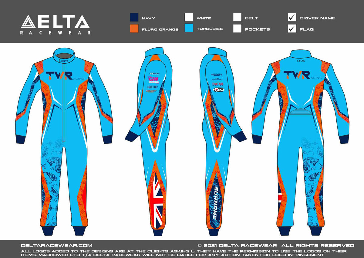 TWR Junior Team Sublimated CIK Kart Racesuit – Delta Racewear
